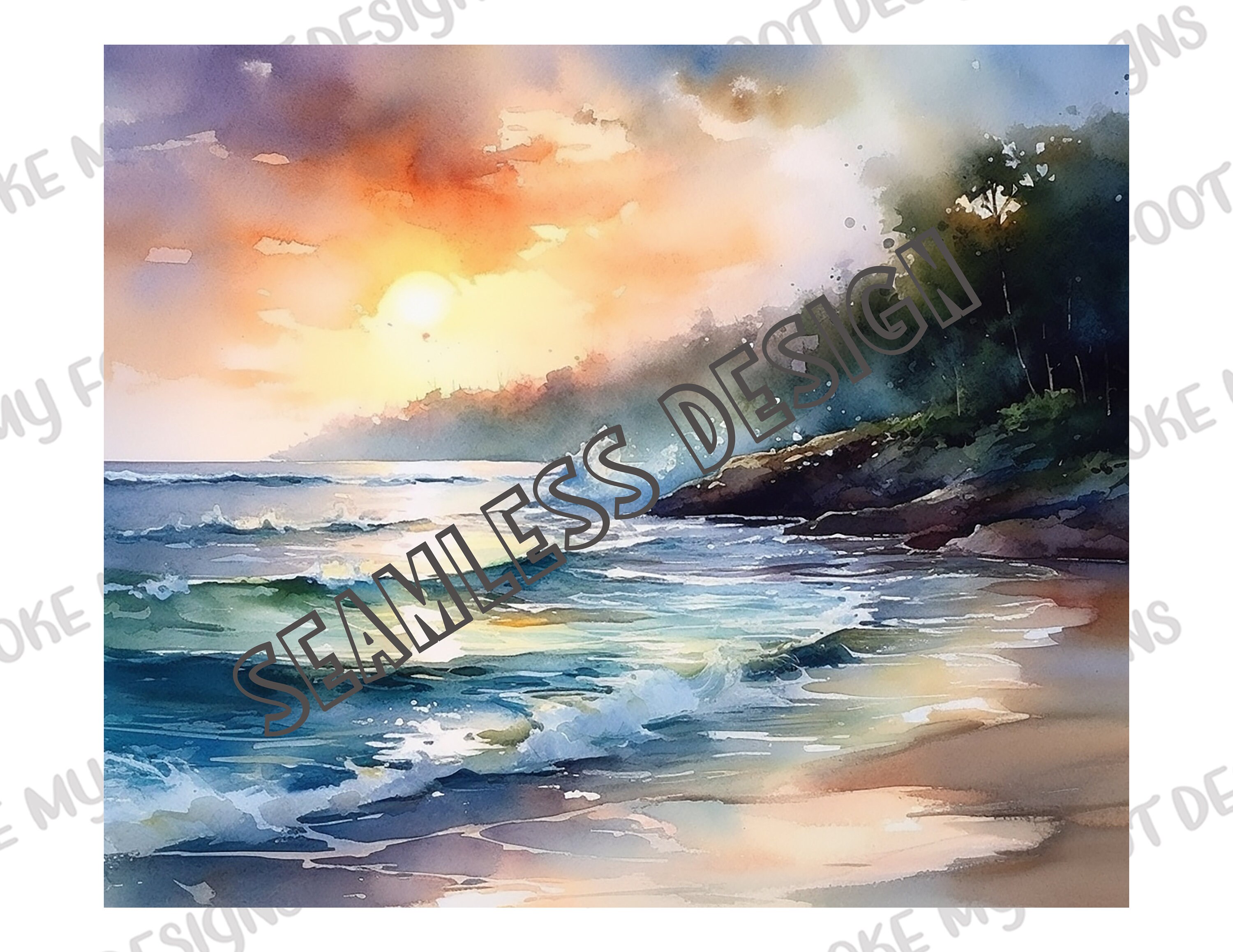 Watercolor Beach Sunrise Wrap Tumbler Sublimation Design - Etsy