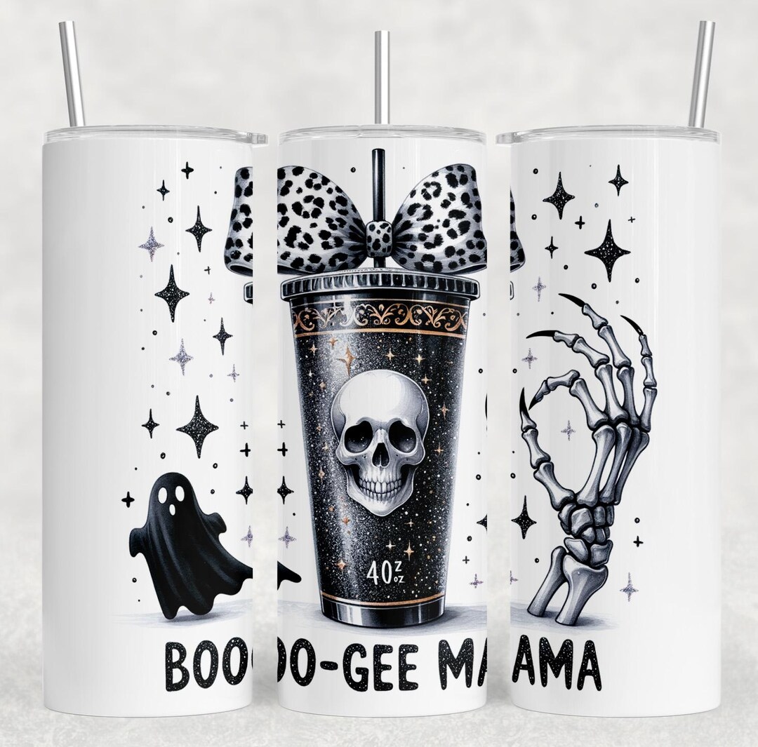 Black Coquette Bow Skeleton Tumbler Boo-gee Png, Halloween Skull Design ...