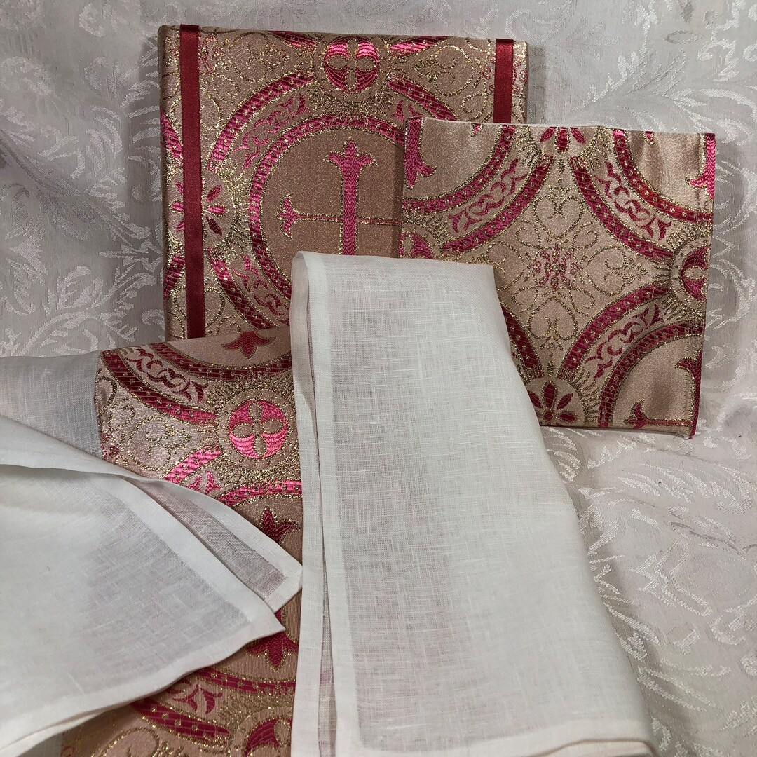 Veil 22", Burse 8", Pall 7"; Linen and Silk; Gaudete & Laetare - Etsy