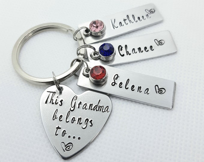 GRANDMA Gift Personalized Christmas Keychain With Grandchild ...