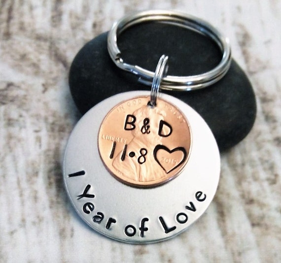 Personalized Penny Key Chain Anniversary Key Chain Wedding - Etsy