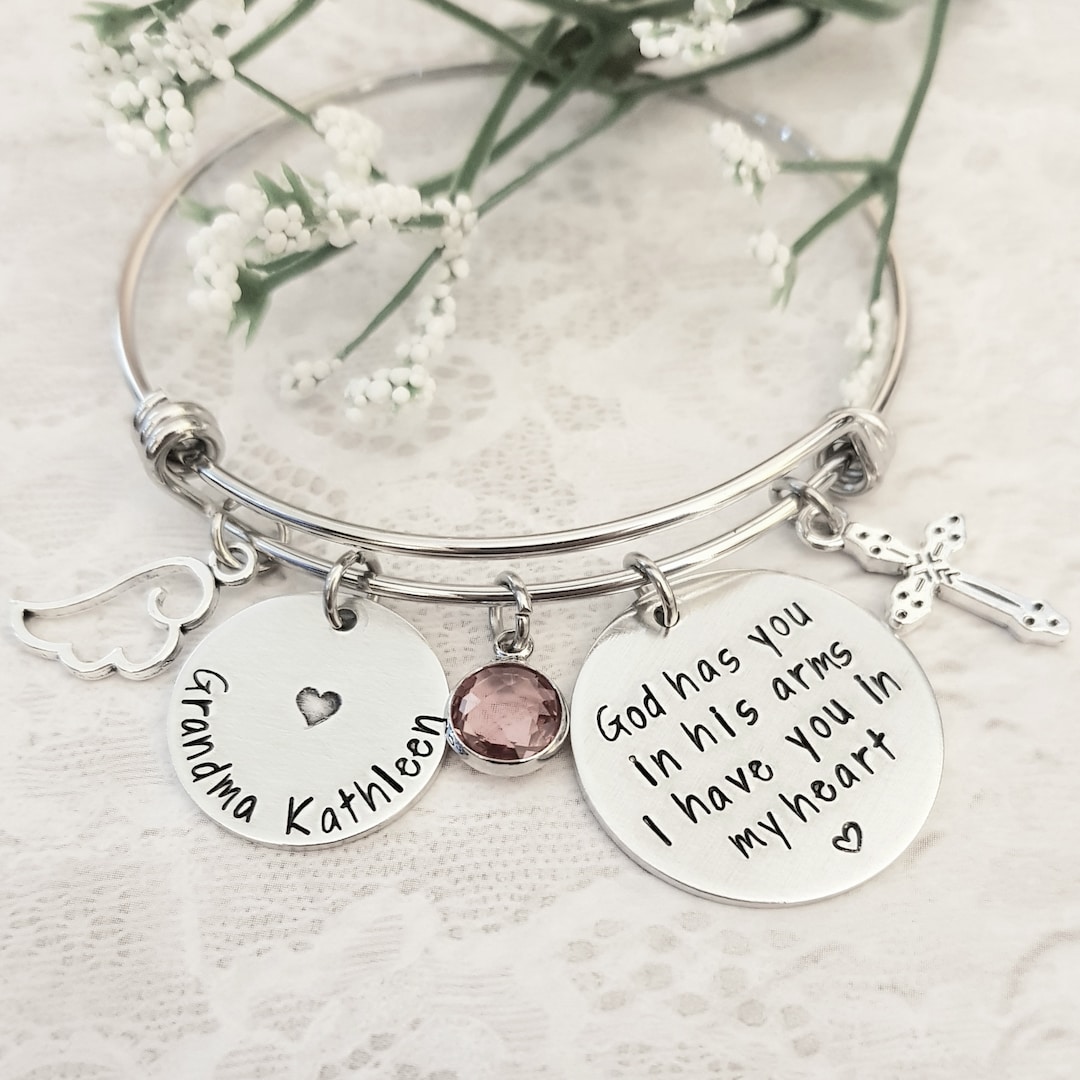 Personalized Memorial Bracelet, Memorial Bangle, Memorial Jewelry, in ...