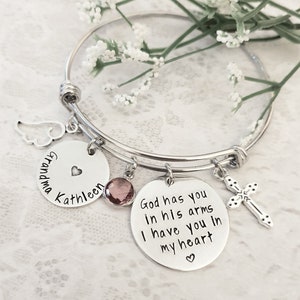 Personalized Memorial Bracelet, Memorial Bangle, Memorial Jewelry, in ...