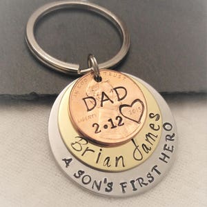 Personalized Dad Key Chain, A Son's First Hero Key Chain, Dad Gift,gift ...