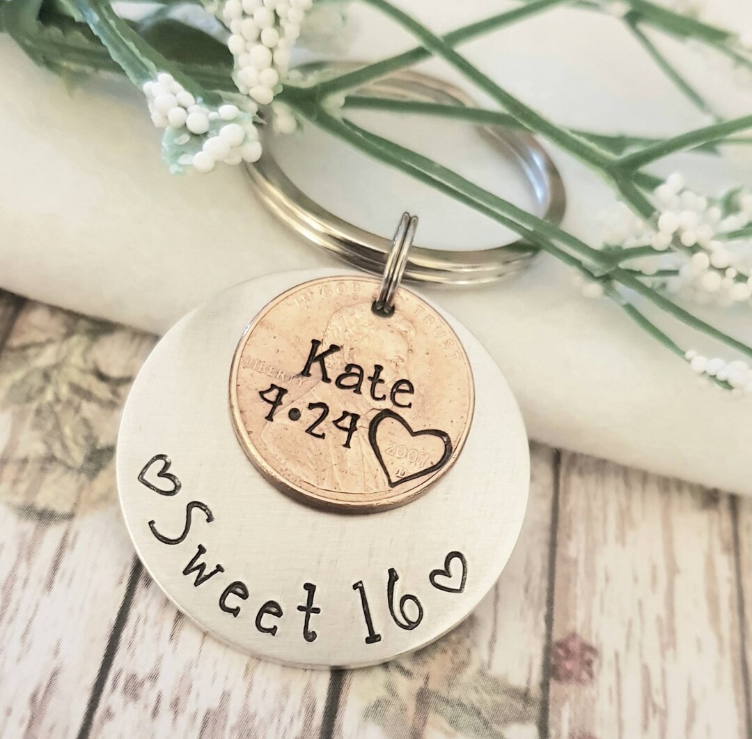 Sweet 16 Gift, Sweet 16 Keychain, Sweet 16 Birthday, Gift for 16 Year ...