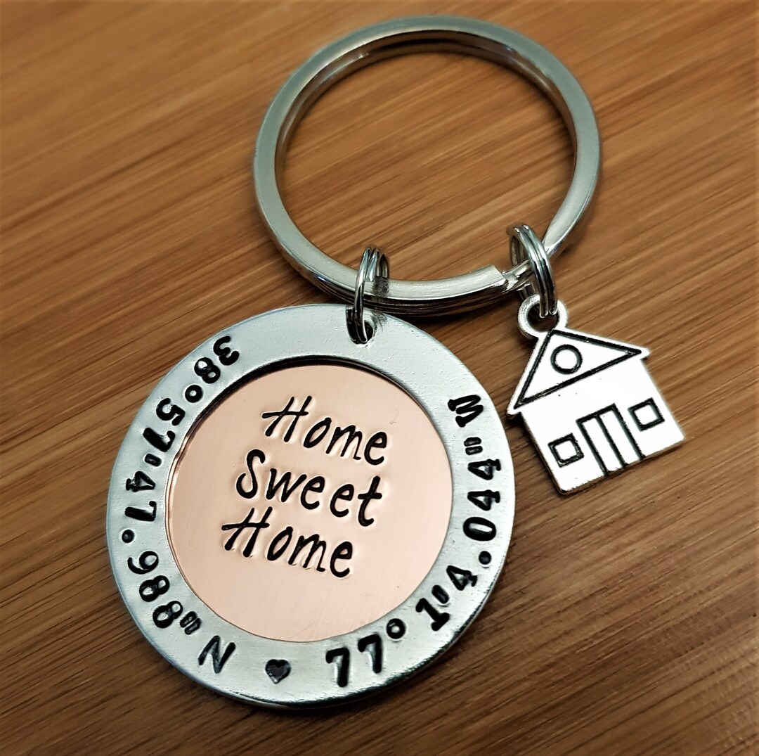 Personalized Home Key Chain,new Home Gift,coordinates Key Chain,gps ...
