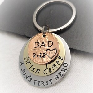 Personalized Dad Key Chain, A Son's First Hero Key Chain, Dad Gift,gift ...