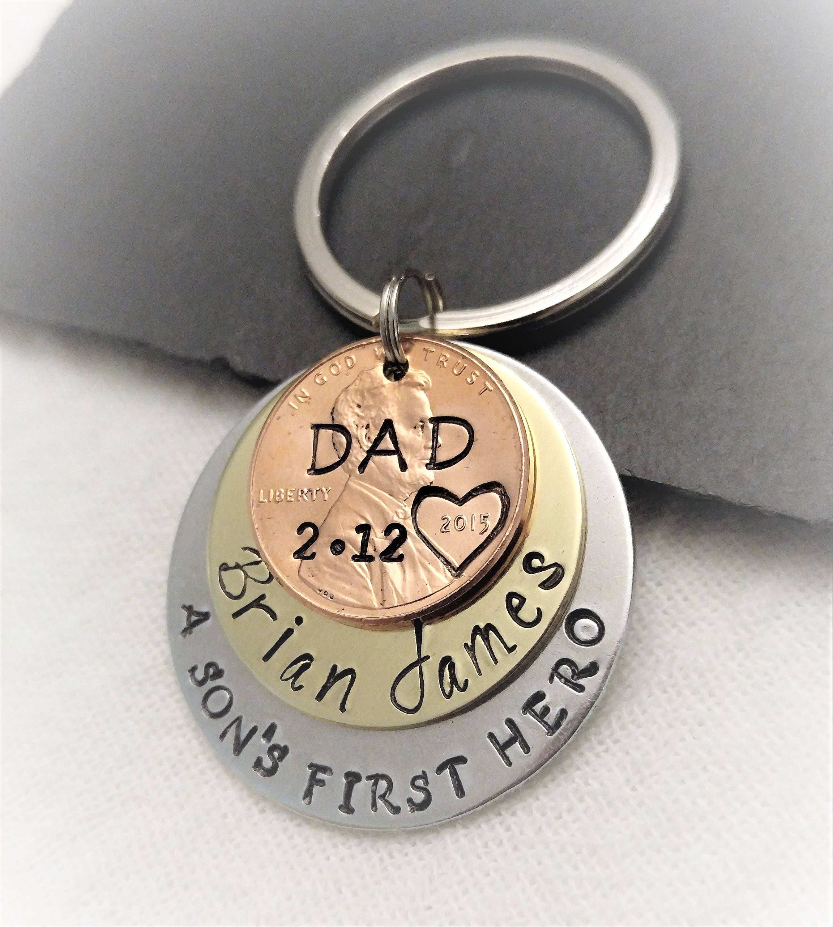 Personalized Dad Key Chain A Son's First Hero Key Chain | Etsy