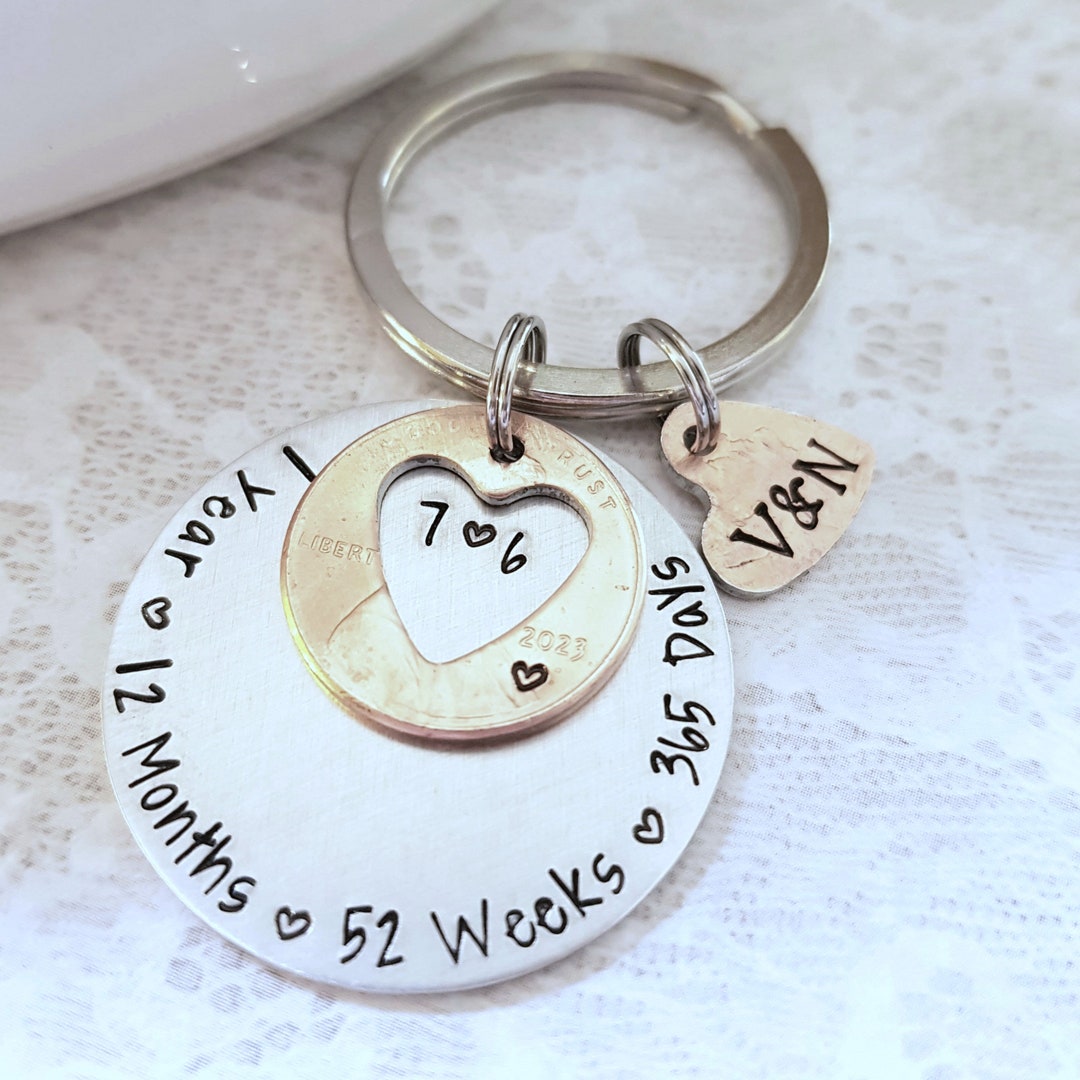 Personalized Anniversary Key Chain, Penny Key Chain, Husband Gift ...