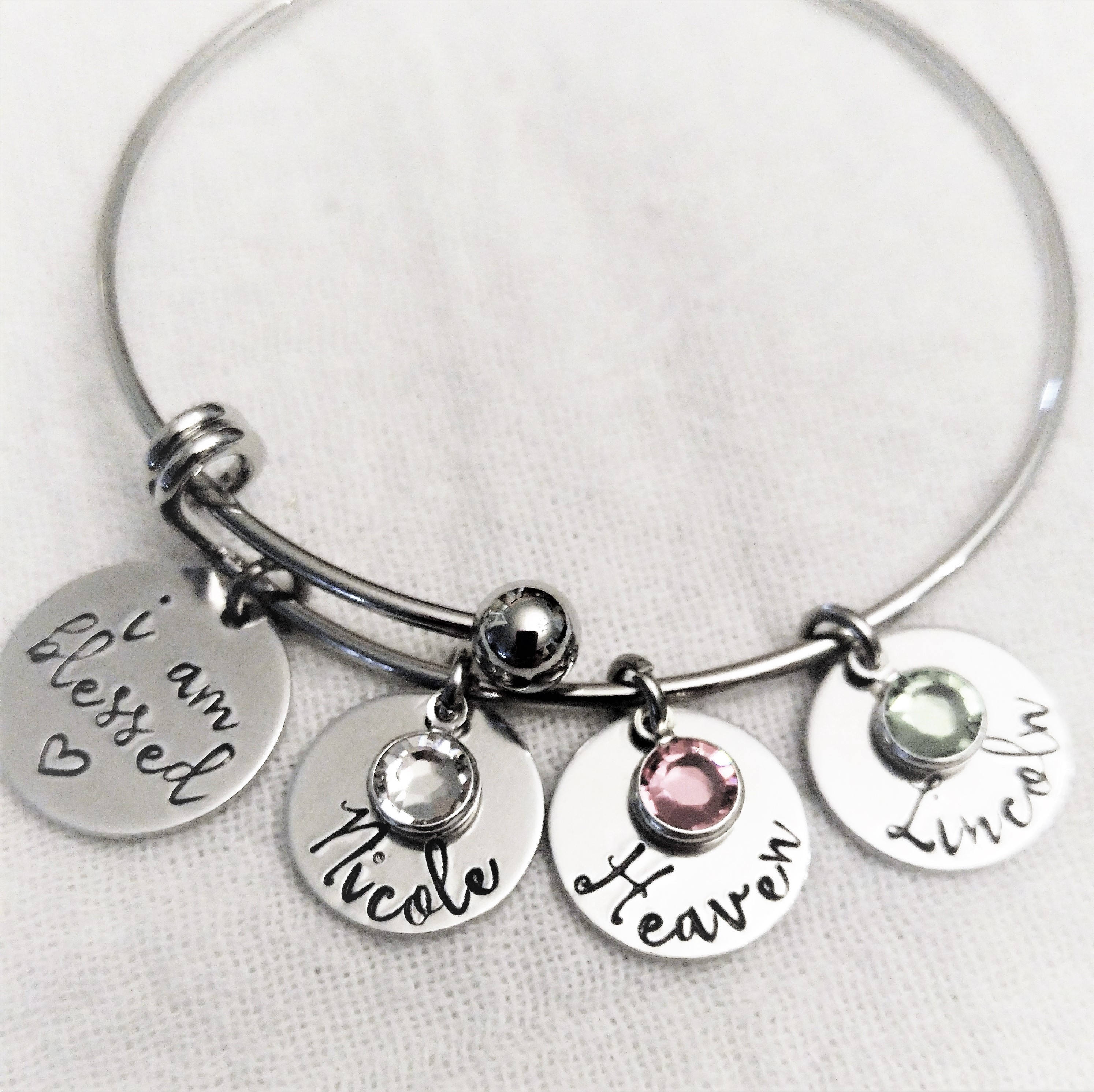 Personalized Mother Bracelet Hand Stamped Jewelry Mom - Etsy