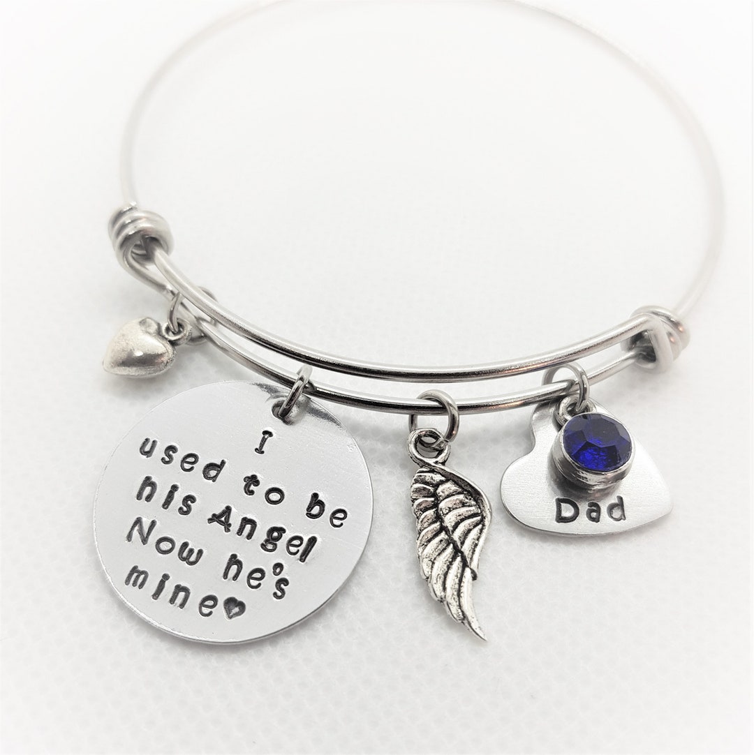 Personalized Memorial Bracelet, Memorial Jewelry, Loss of Father Bangle ...