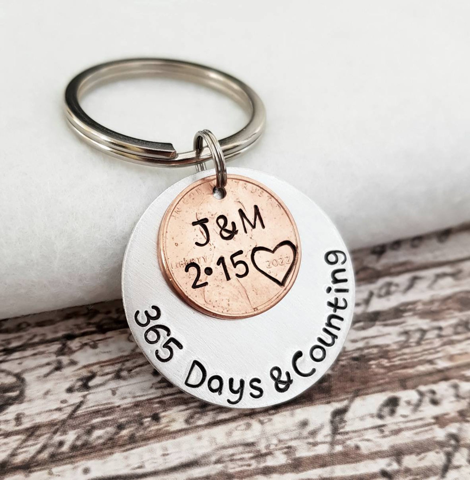 Personalized Penny Key Chain, Anniversary Key Chain, Wedding Gift ...
