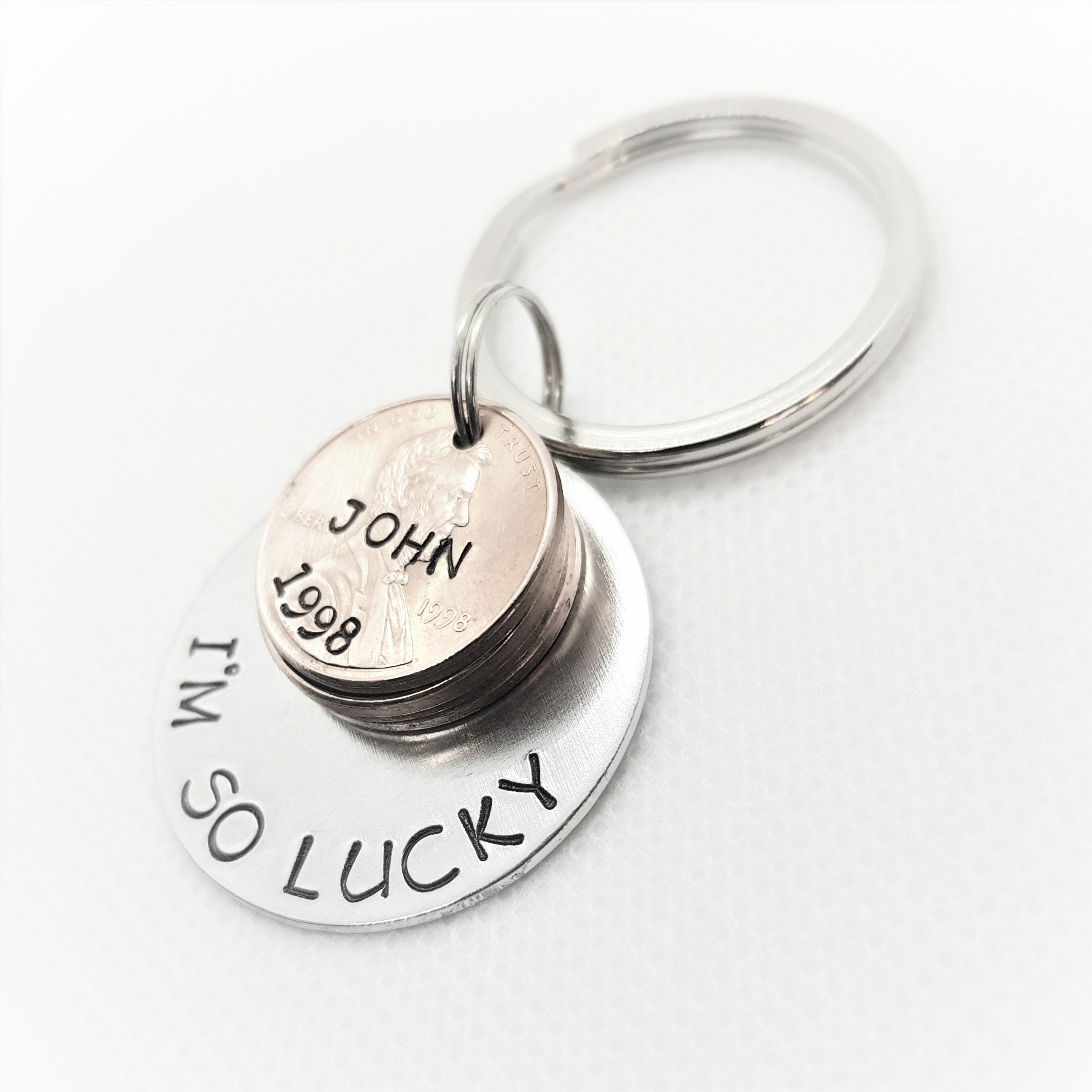 Personalized Lucky Penny Key Chain Mom Key Chain Husband Key - Etsy