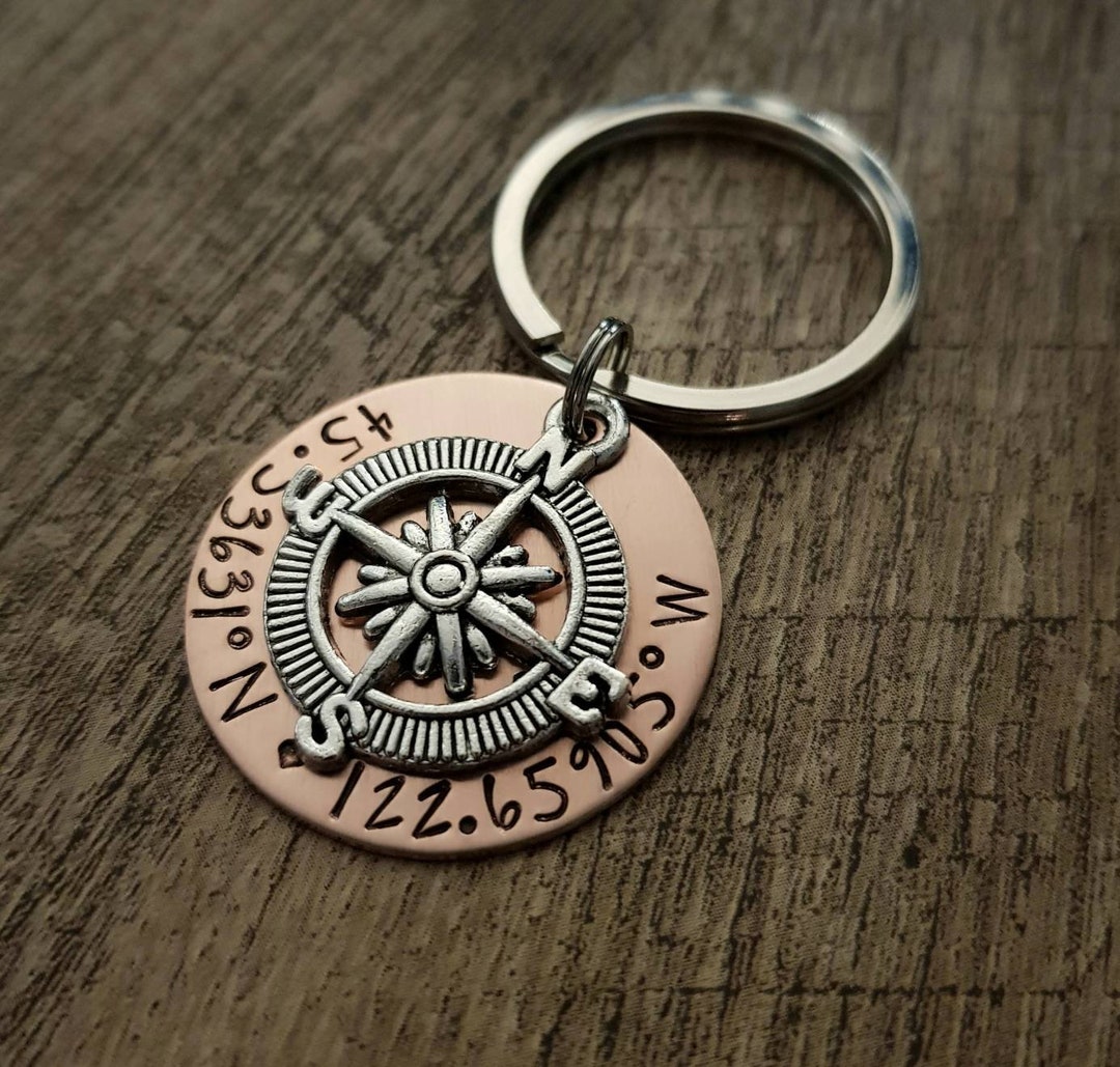 Personalized Coordinates Key Chain, Latitude, Longitude, GPS Key Chain ...