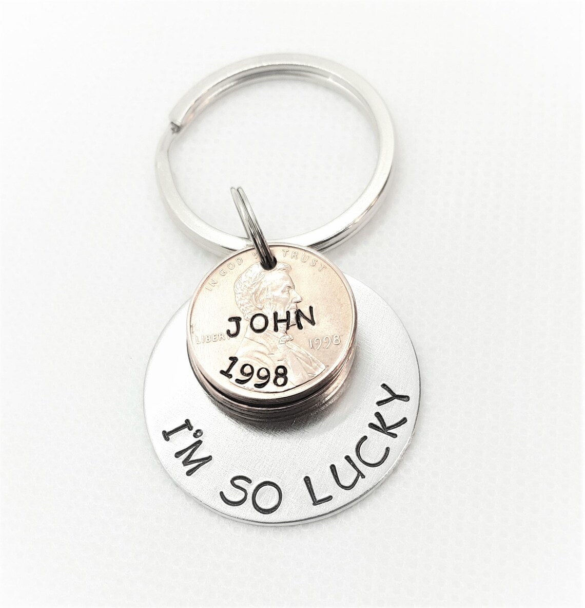 Personalized Lucky Penny Key Chain Mom Key Chain Husband Key - Etsy