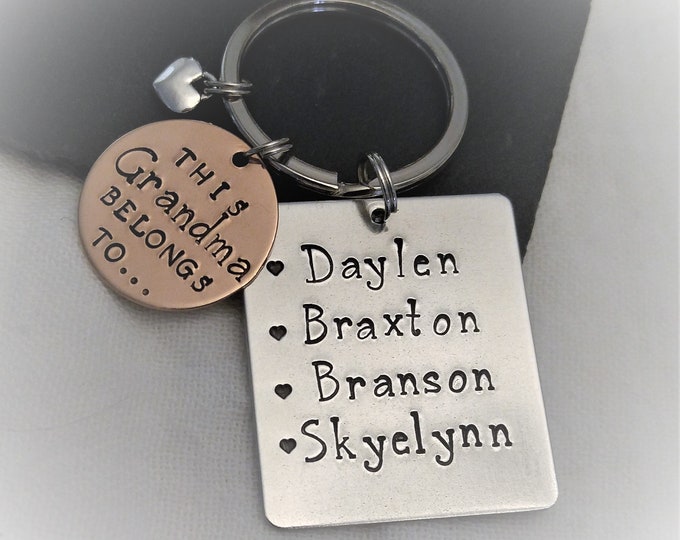 GRANDMA Gift Personalized Christmas Keychain With Grandchild ...