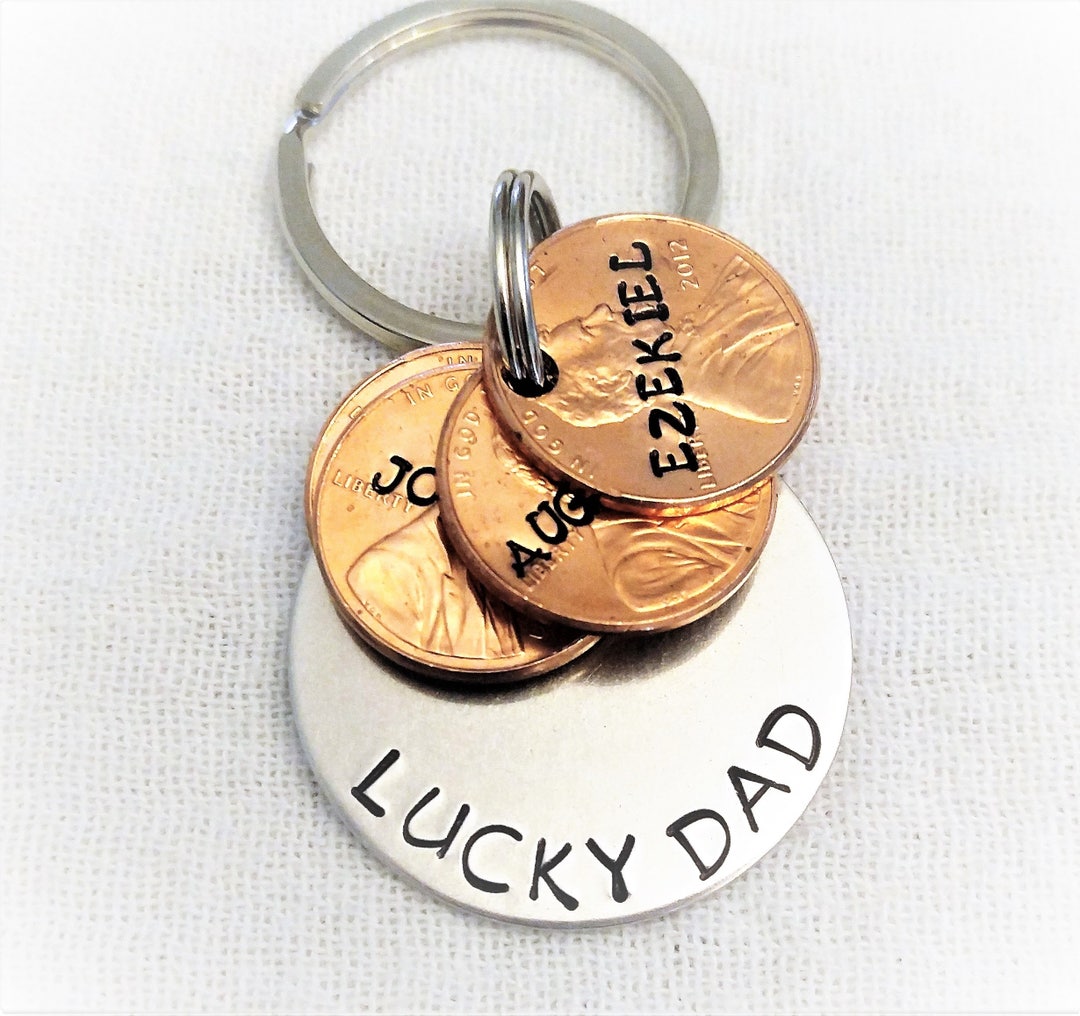 Personalized Dad Key Chain, Dad Gift, Gift for Dad, Lucky Dad Key Chain ...