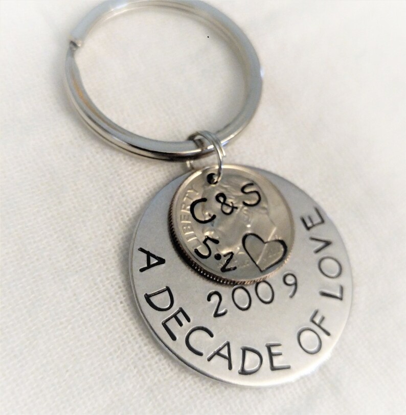 Personalized Anniversary Key Chain 10 Year Anniversary - Etsy