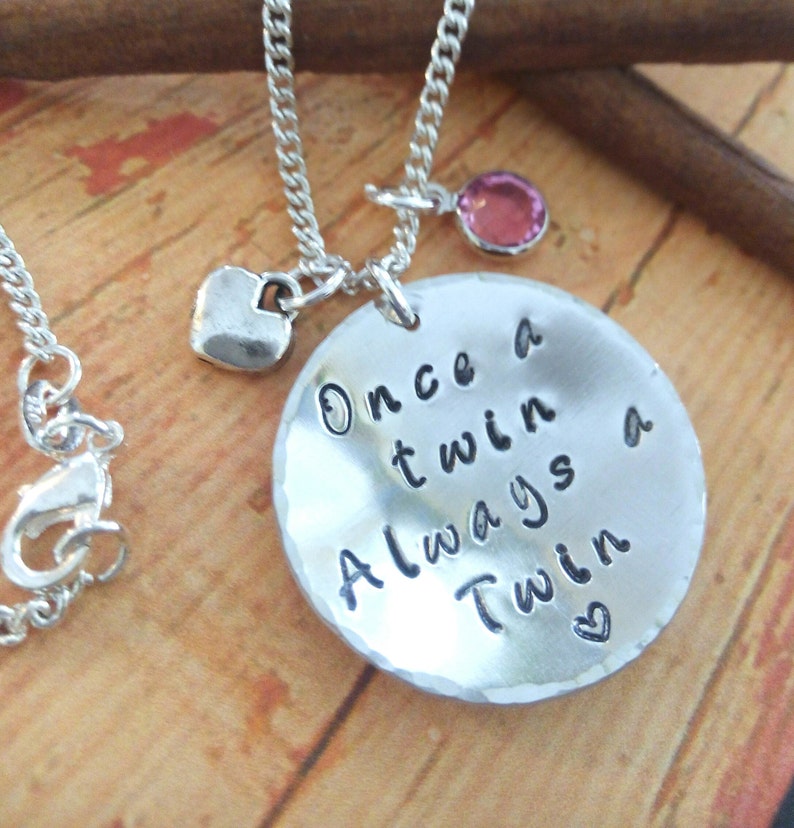 Hand Stamped Twin NecklaceVTS NecklaceBirthstone | Etsy