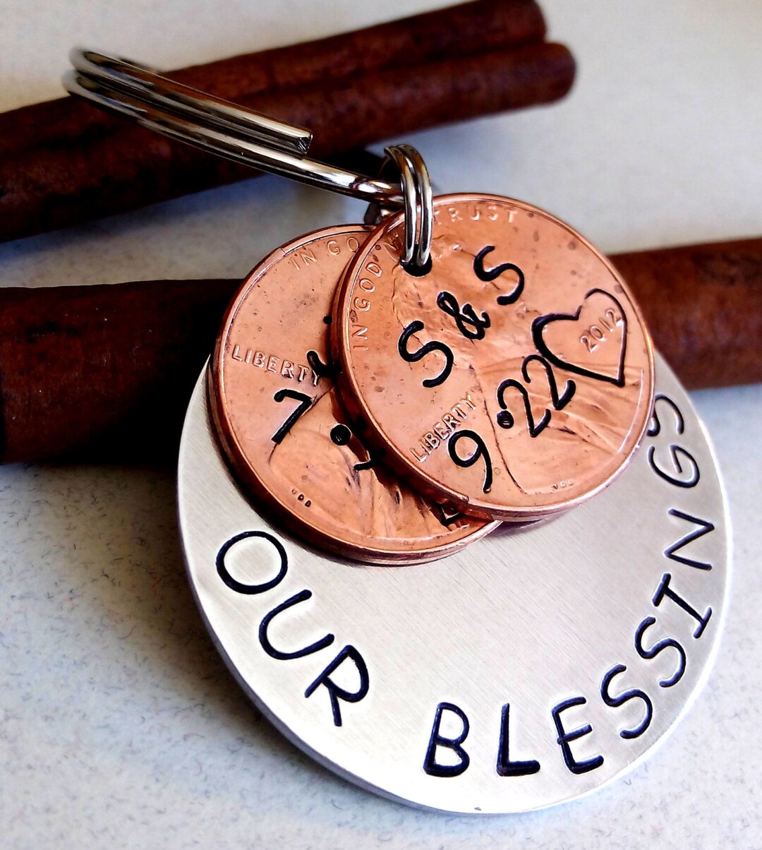 Personalized Multi Penny Keychain,anniversary Keychain,wedding Key ...