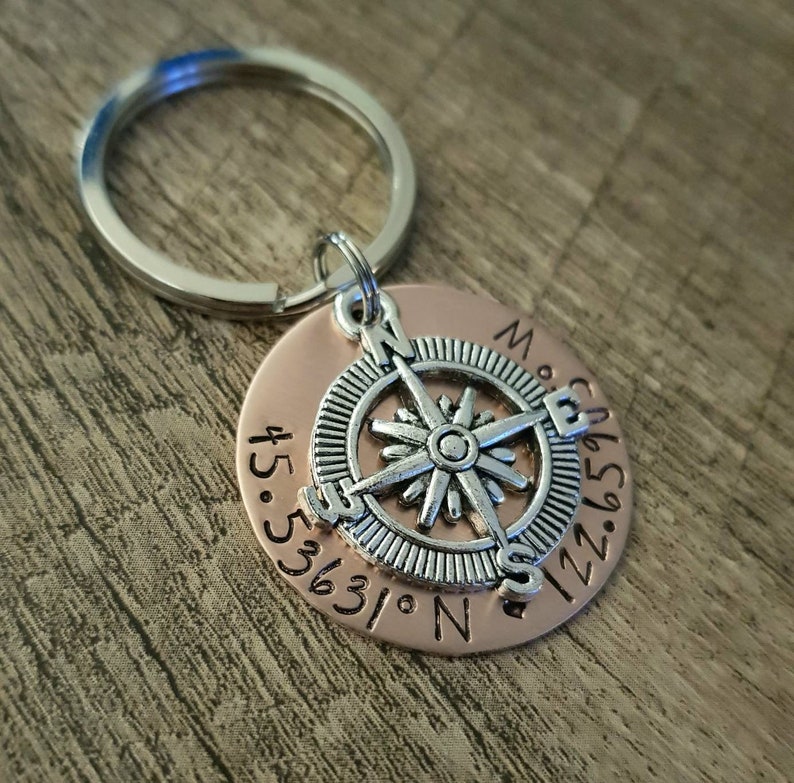 Personalized Coordinates Key Chain Latitude Longitude GPS - Etsy