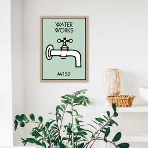 Monopoly Water Works Print - Bathroom Print - Board Game - New Home ...