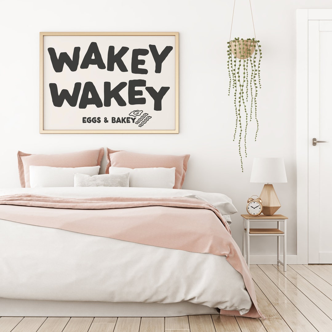 Wakey Wakey Art Print - Eggs & Bakey - Retro Bedroom Poster - Aesthetic Wall Art - Funny Home ...