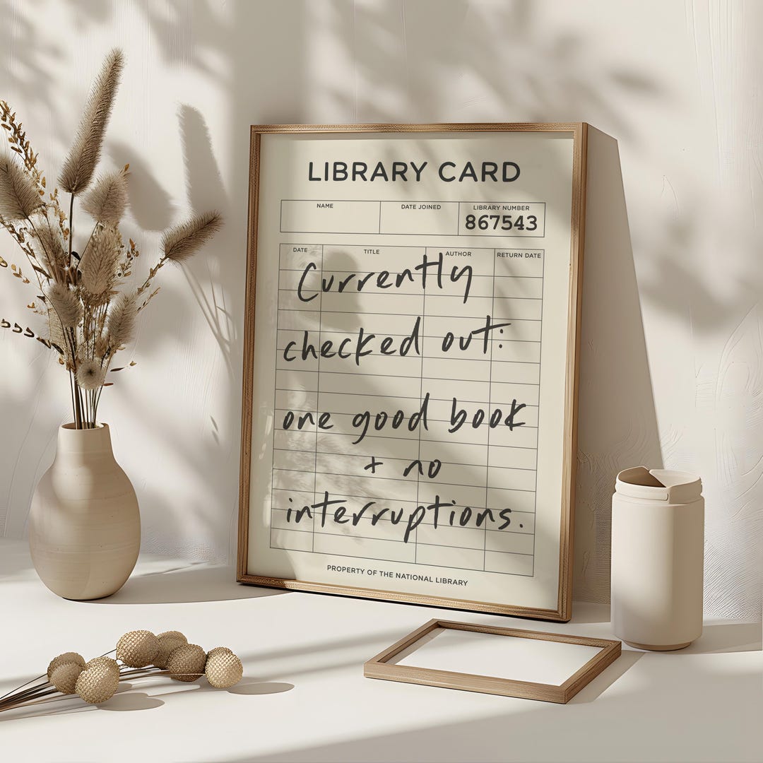 Personalised Library Card Print | Custom Message Wall Art for Book ...