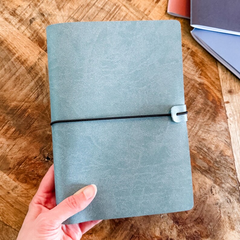 Vegan Leather Journal Cover | A5 Refillable Notebook Folio | Faux ...