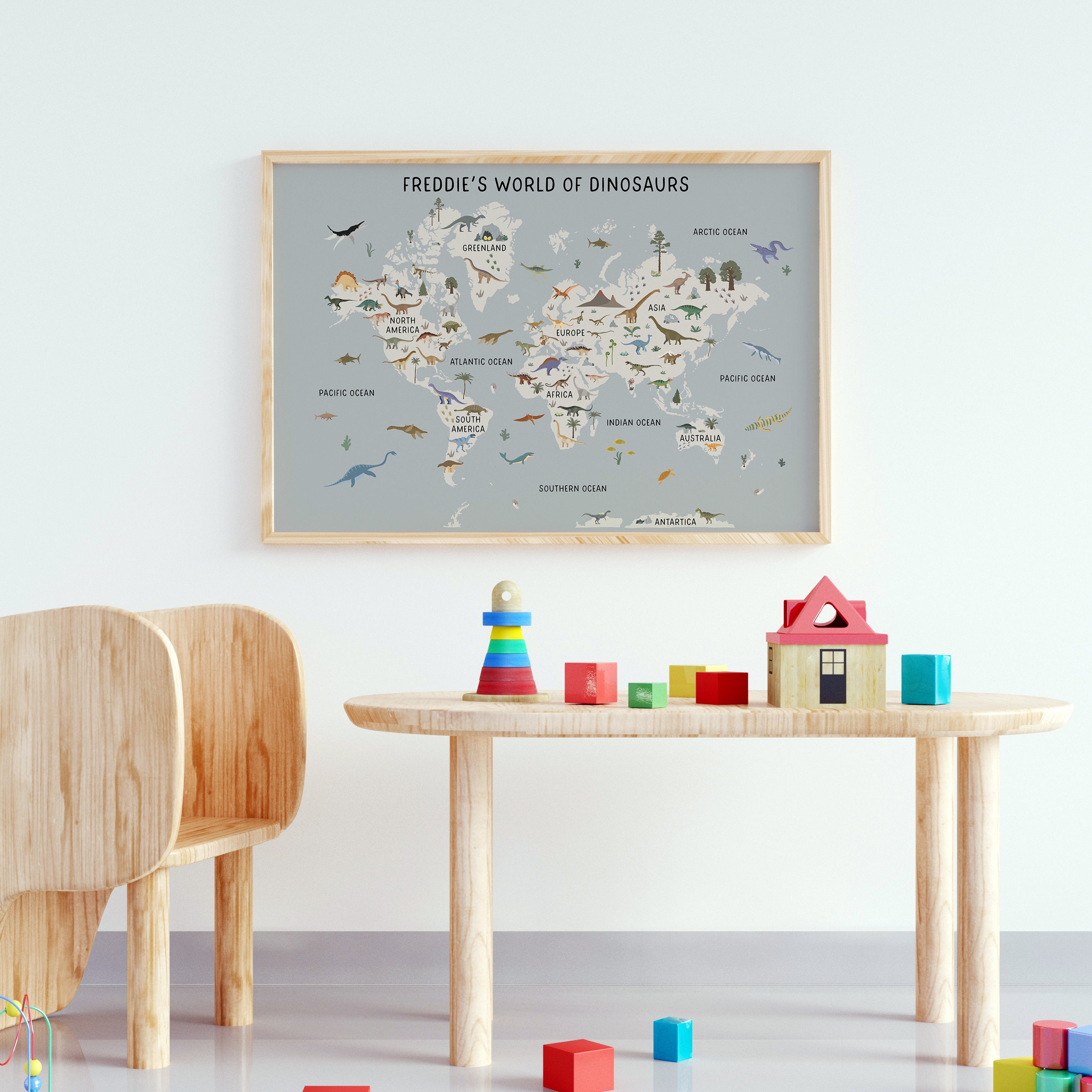 Personalised Dinosaur World Map Print – Kids Bedroom Decor - Etsy