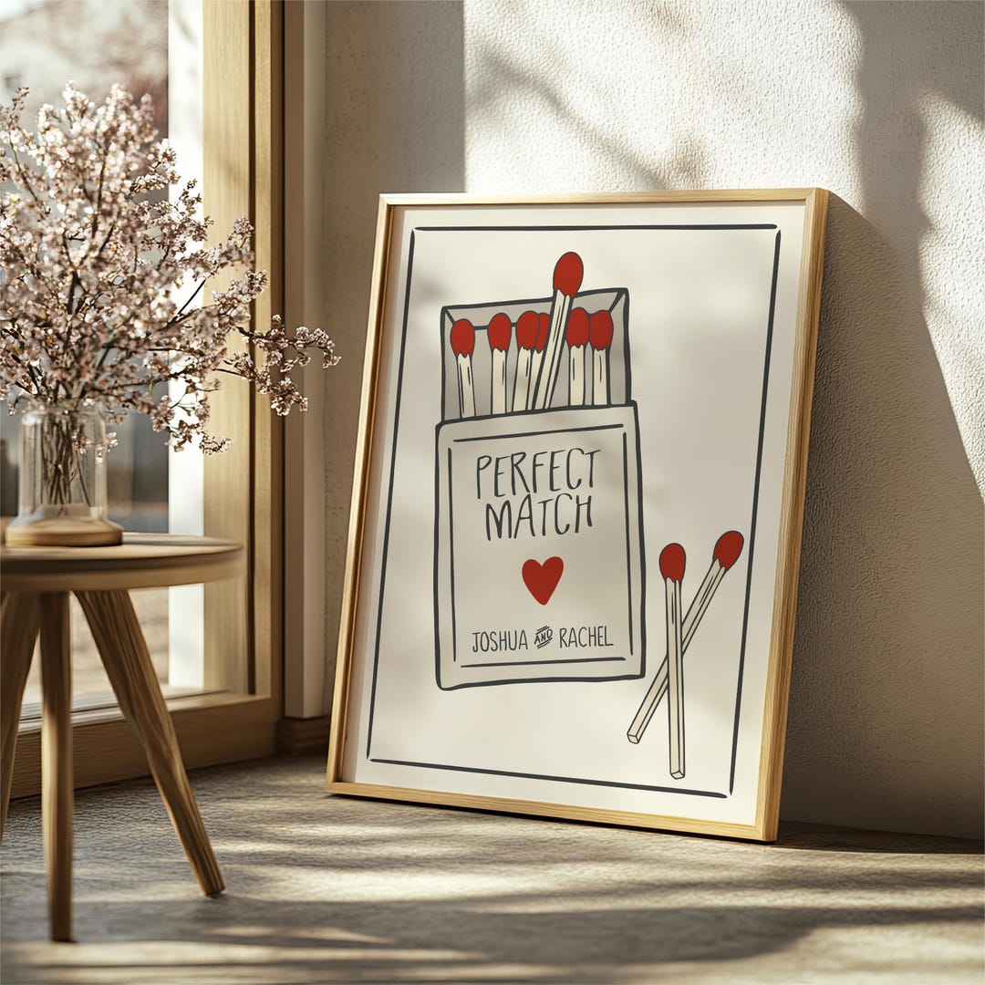 Personalised Matchbox Print | Perfect Match Poster | Bedroom Poster ...