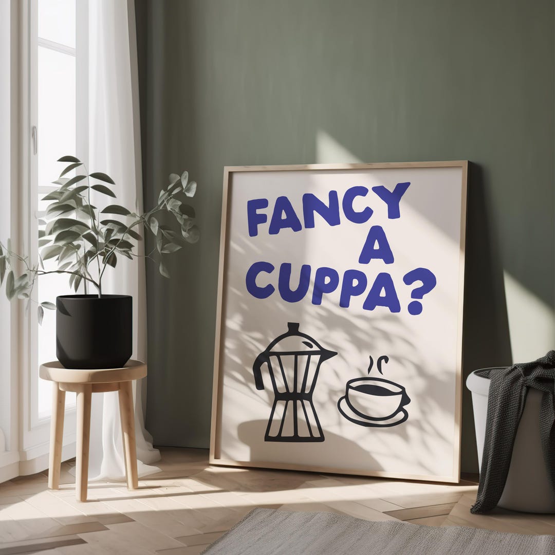 Fancy a Cuppa? Coffee & Tea Print | Retro Kitchen Wall Art - Etsy