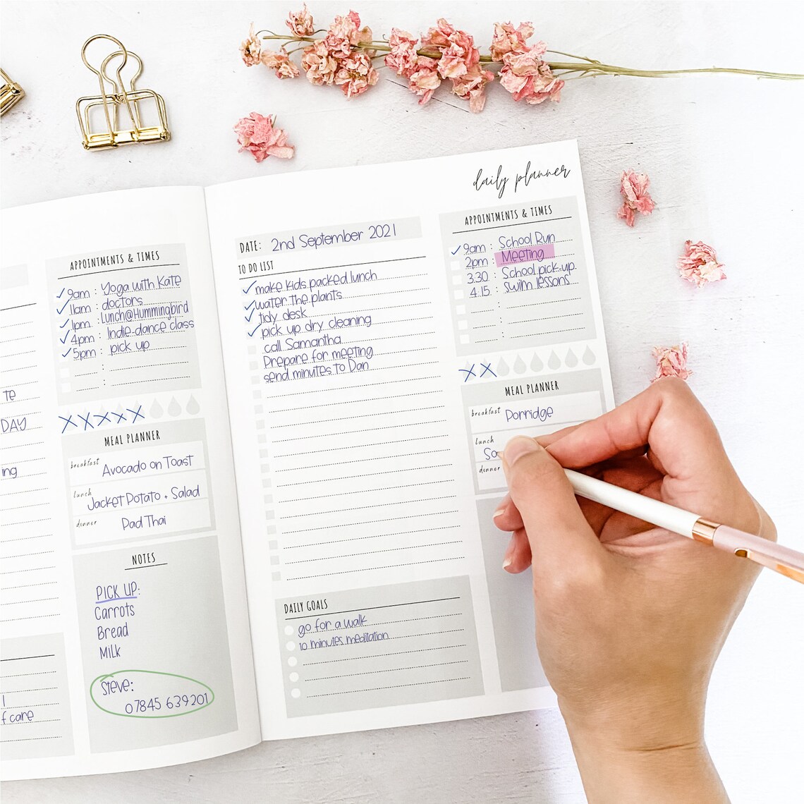 Daily Planner Book Personalised A5 Undated Weekly & Daily - Etsy UK