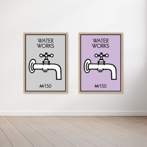 Monopoly Water Works Print - Bathroom Print - Board Game - New Home ...