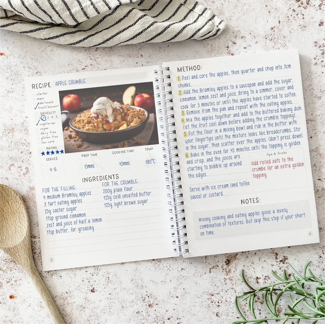 Recipe Book - Personalised Gift for Bakers - Choice of Designs - A5 ...