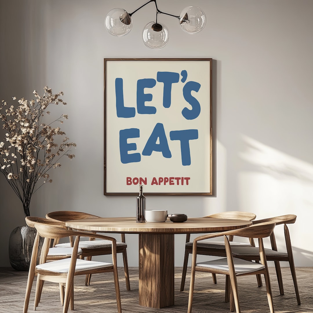 Let's Eat Print - Bon Appétit Poster - Kitchen Print - Retro Culinary ...