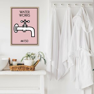 Monopoly Water Works Print - Bathroom Print - Board Game - New Home ...