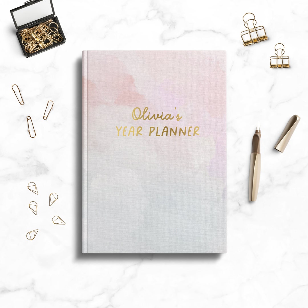 Personalised A5 Watercolour Year Planner – Undated Daily Organiser - Etsy