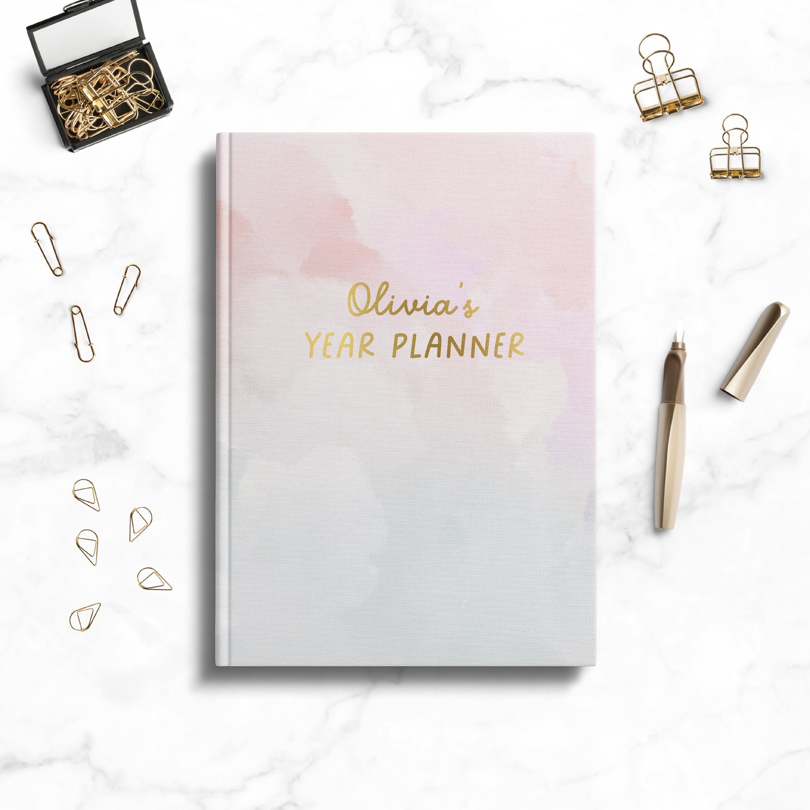 Personalised A5 Watercolour Year Planner – Undated Daily Organiser - Etsy