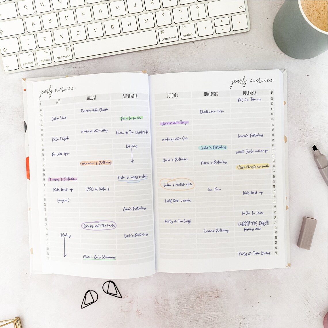 Personalised A5 Watercolour Year Planner – Undated Daily Organiser - Etsy