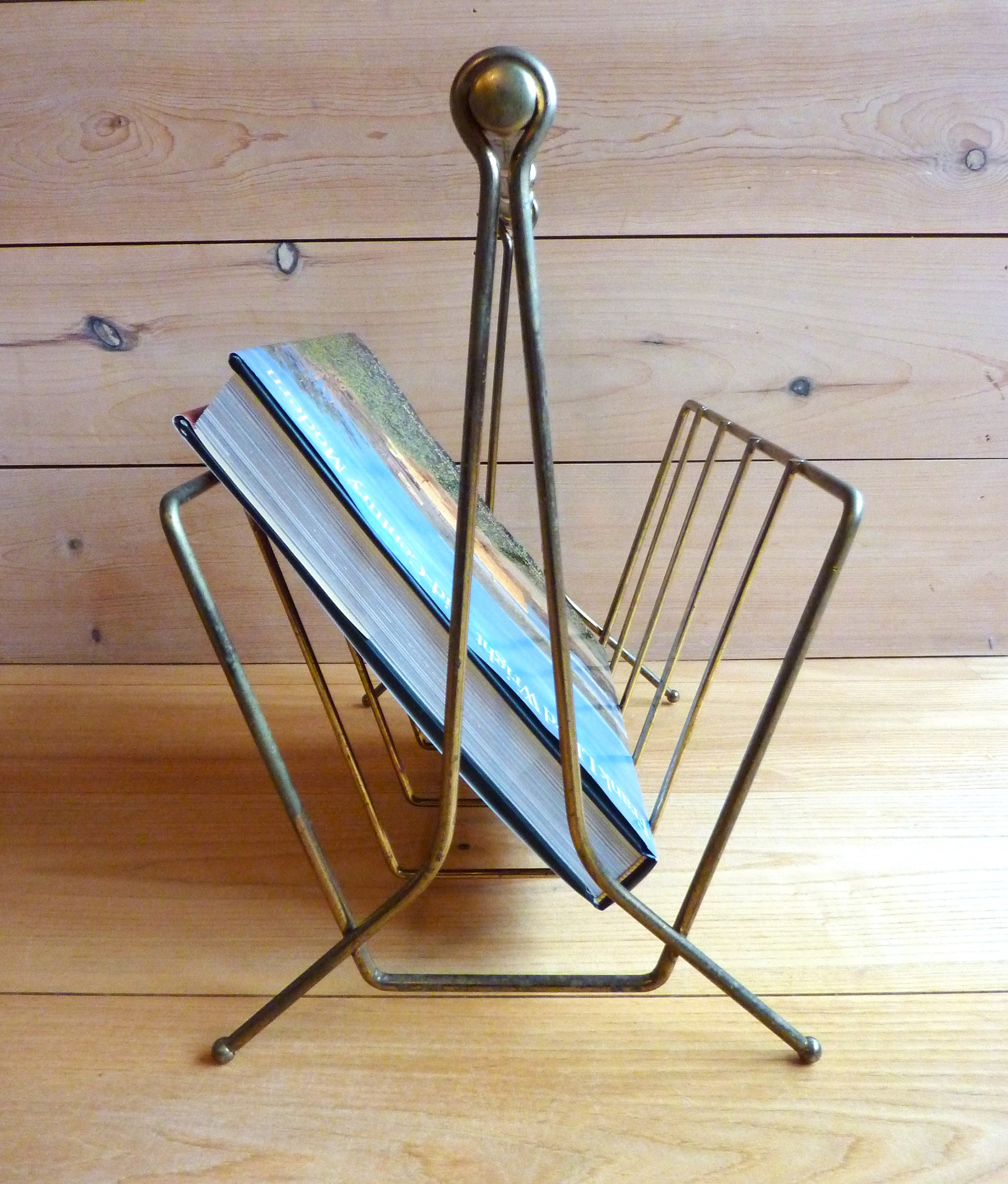 Vintage Mid-century Modern Metal Magazine Rack/ MCM Atomic Age Record ...