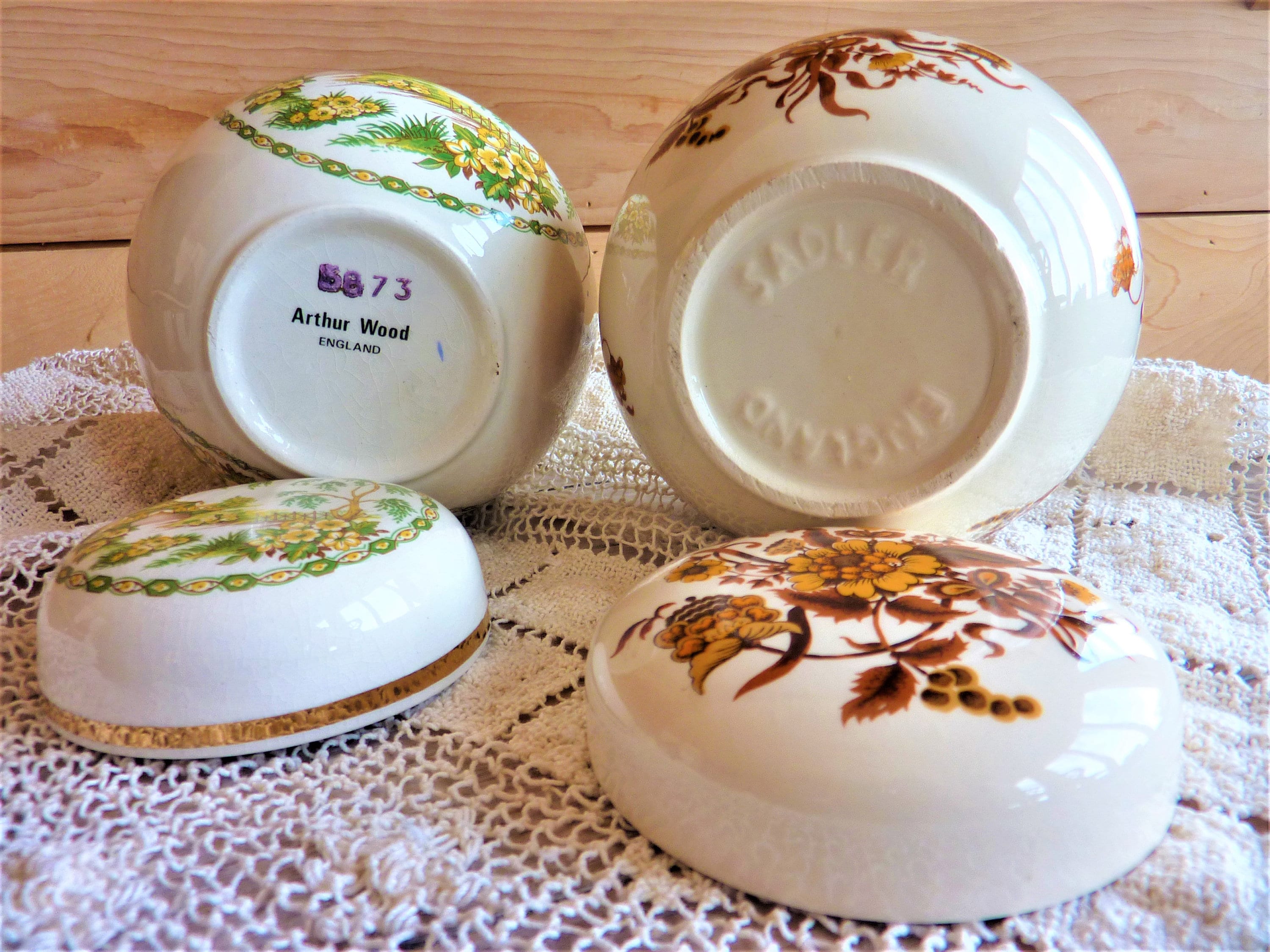 Vintage Sadler & Arthur Wood Porcelain Ginger Jars: Oriental Floral ...