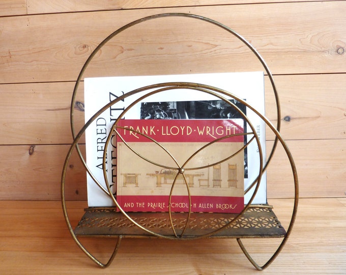 Vintage Mid-century Modern Metal Magazine Rack/ MCM Atomic Age Record ...