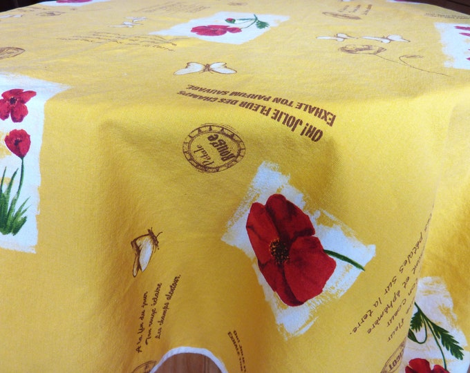 French Provençal Round Tablecloth, 100% Cotton, Yellow, White, Red ...