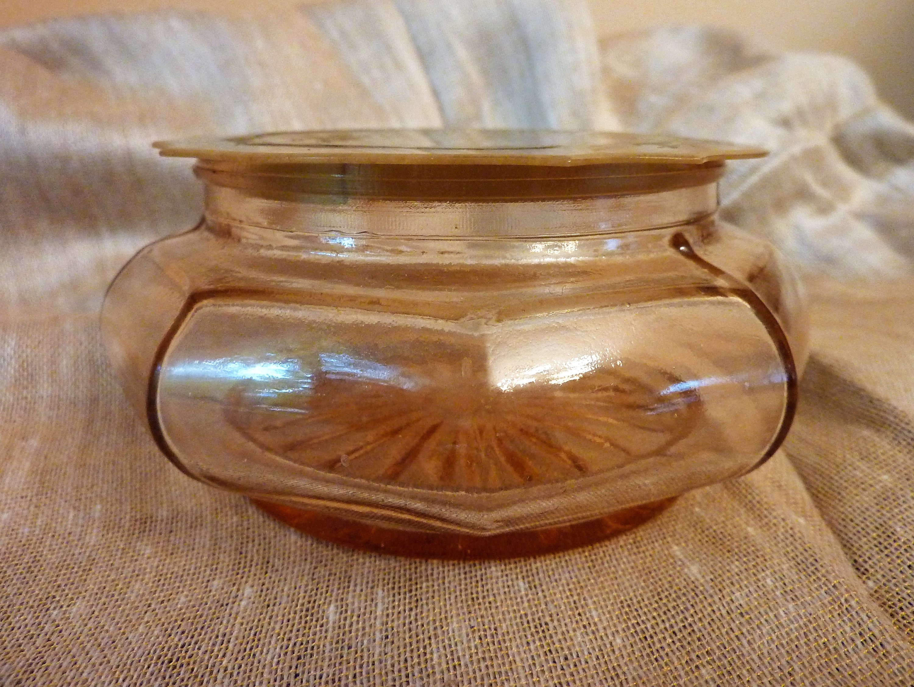 Art Deco Pink Depression Glass Dresser Set / Covered Cosmetic - Etsy