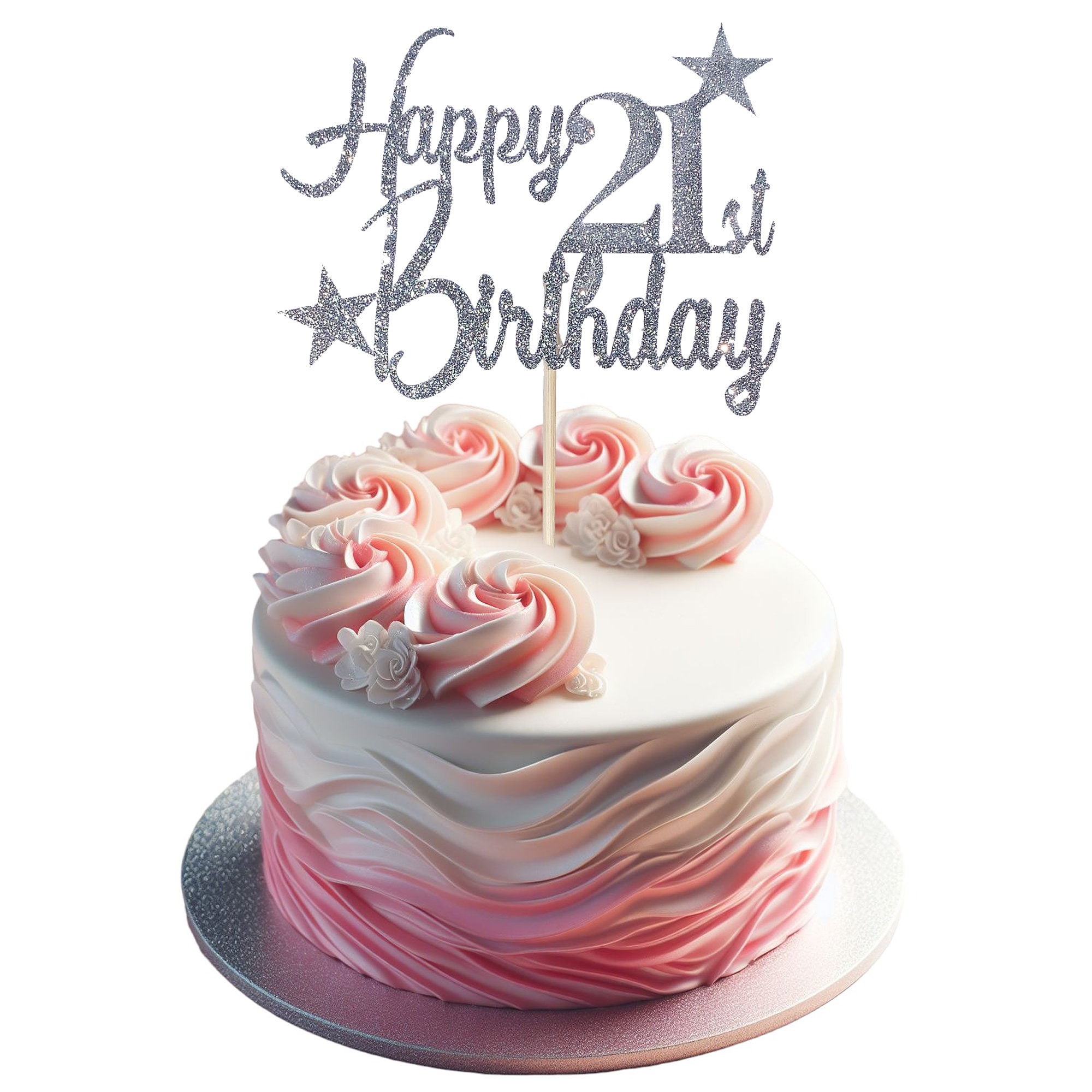Glittered Elegance Happy 21st Birthday Glittered Cake Topper - - Ideal ...