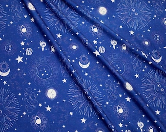 Navy Celestial Fabric - Etsy