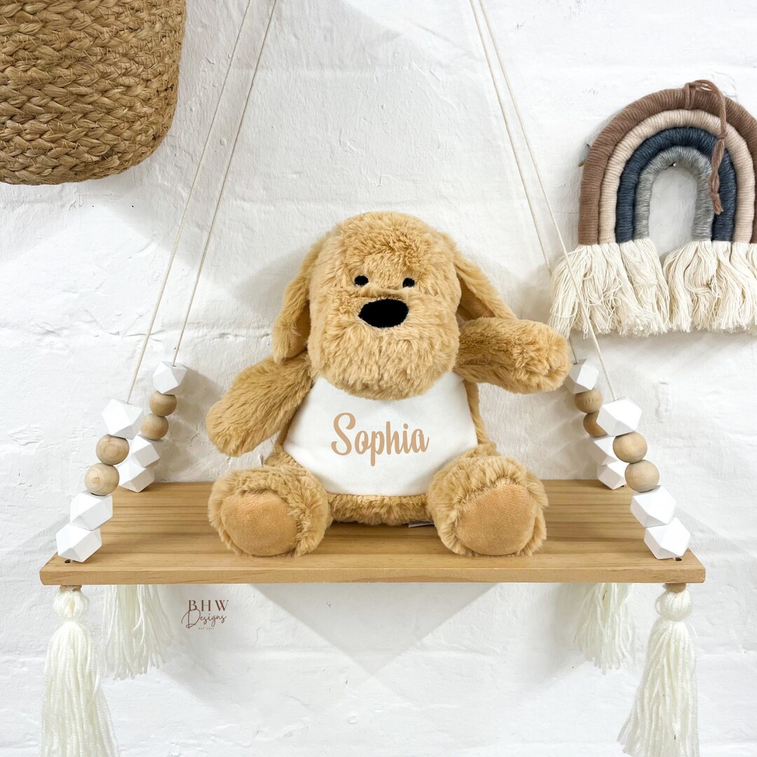 Personalised Name Mini Dog Teddy Beige and White Baby Gift - Etsy
