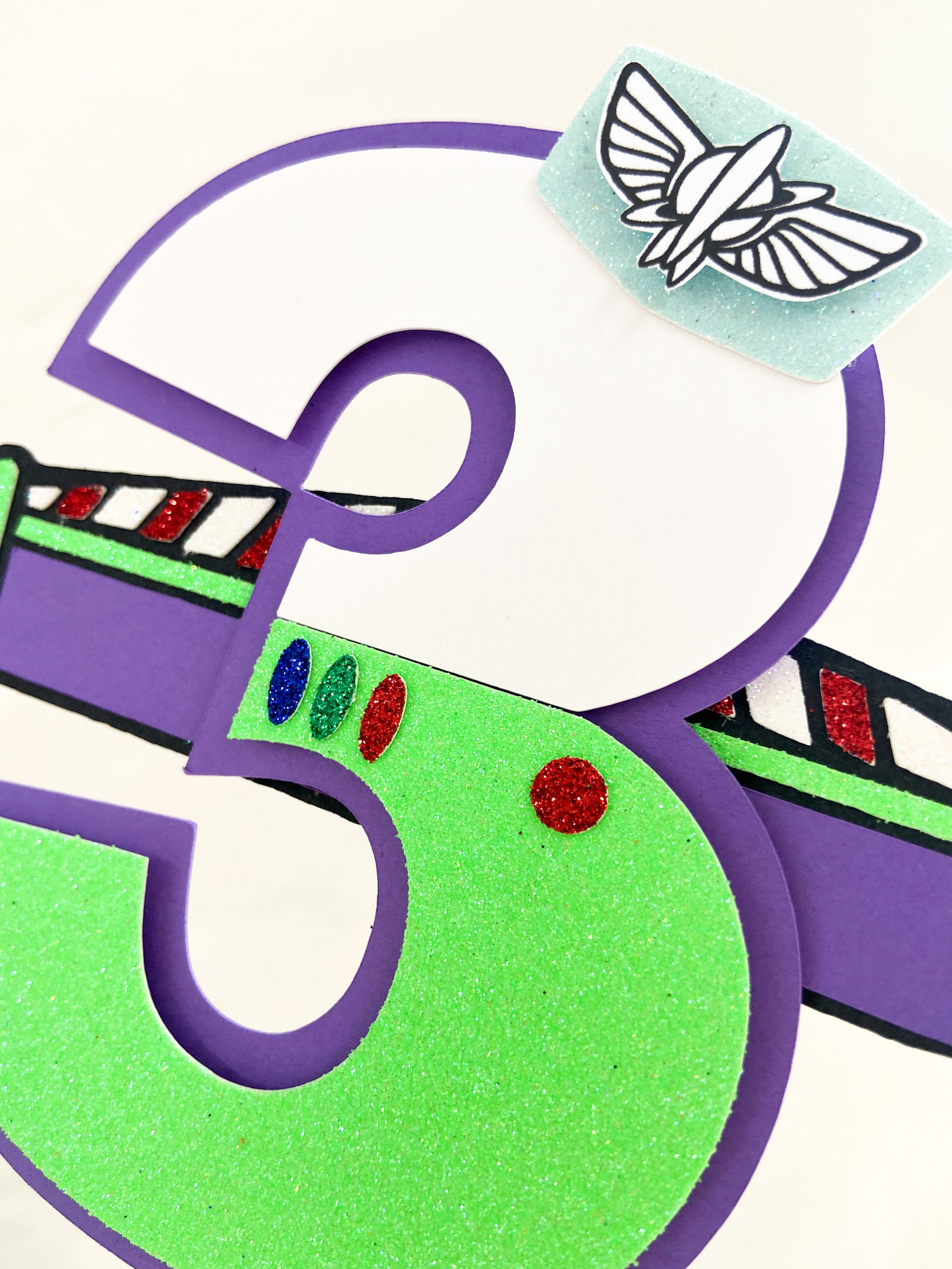 Age Number - Buzz Lightyear Style - Toy Story Theme - Glitter and Card ...