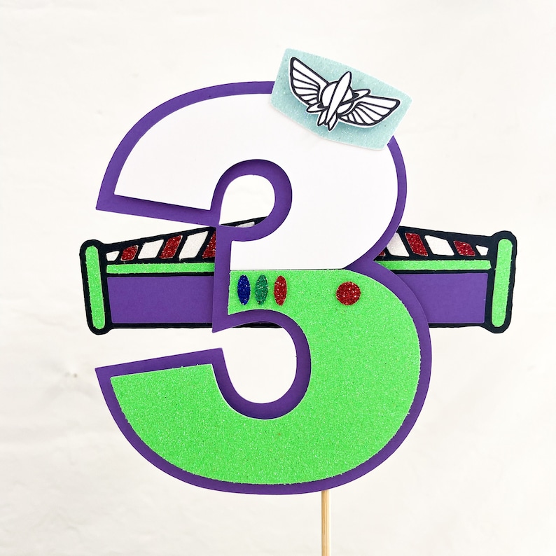 Age Number Buzz Lightyear Style Toy Story Theme Glitter - Etsy